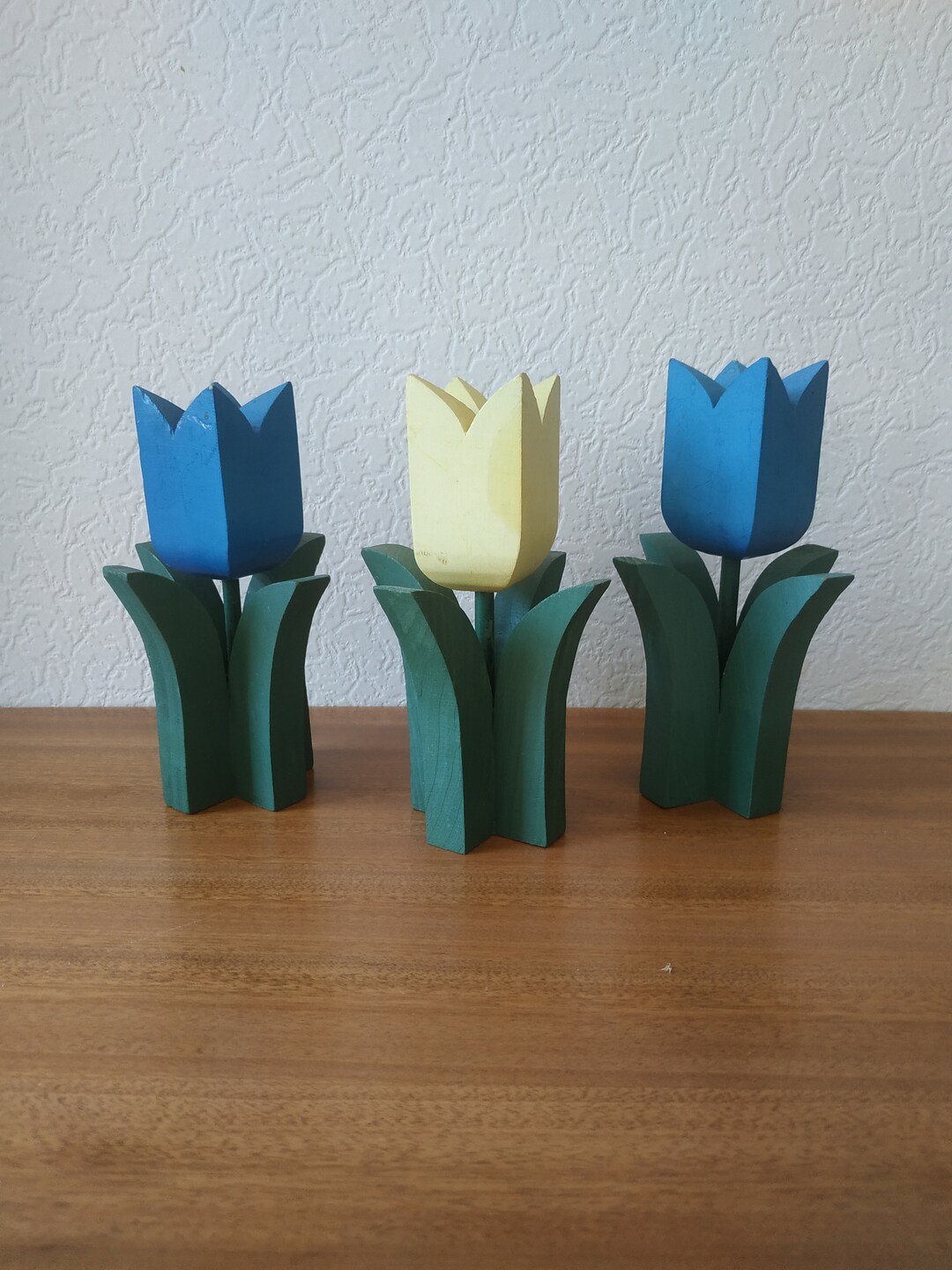 Vintage Wooden Tulips Lot ,swedish Folk Design ,handcrafted ...
