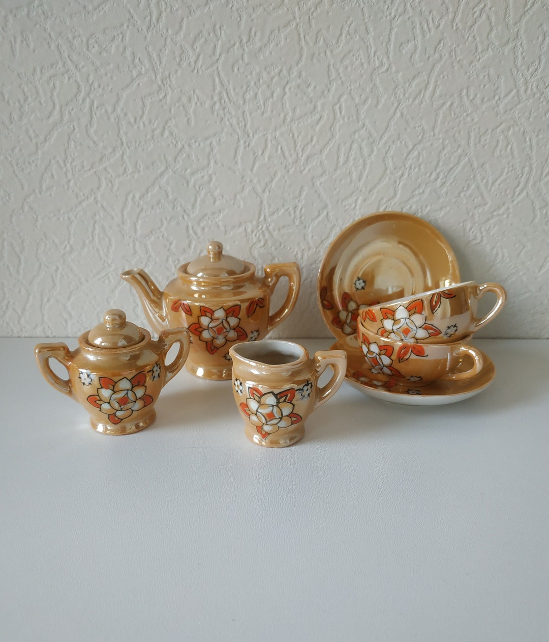 Miniature Tea Set, Lusterware Japan 50s? Rare Collectible - Etsy