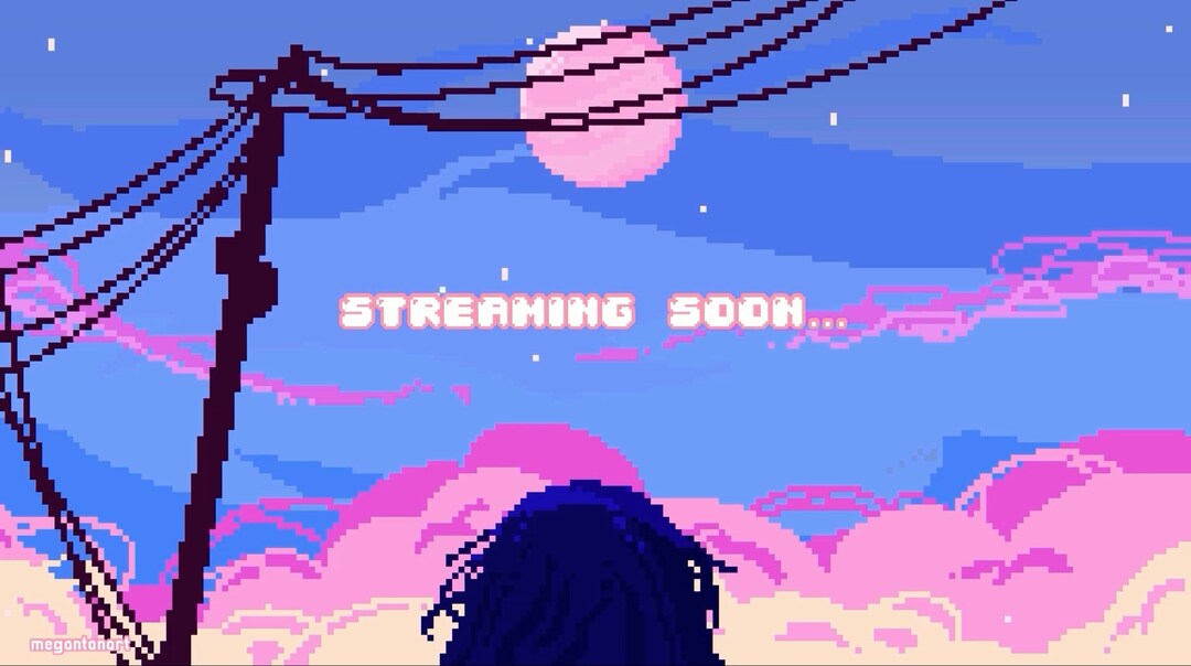 Cute Anime Themed Pixel Sunset Streaming Screens : Twitch, Trovo ...