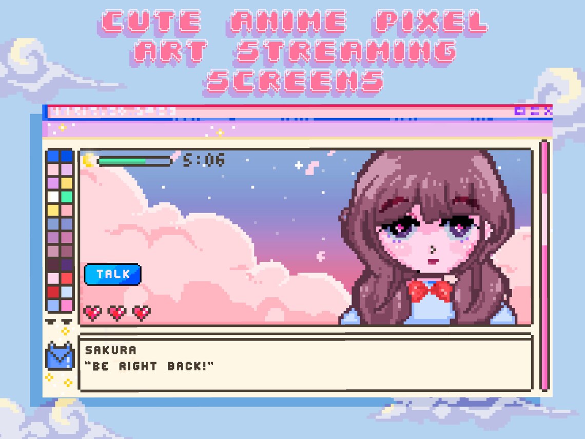 Cute Animated Pixel Art Vintage Computer Anime Streaming Screens ...