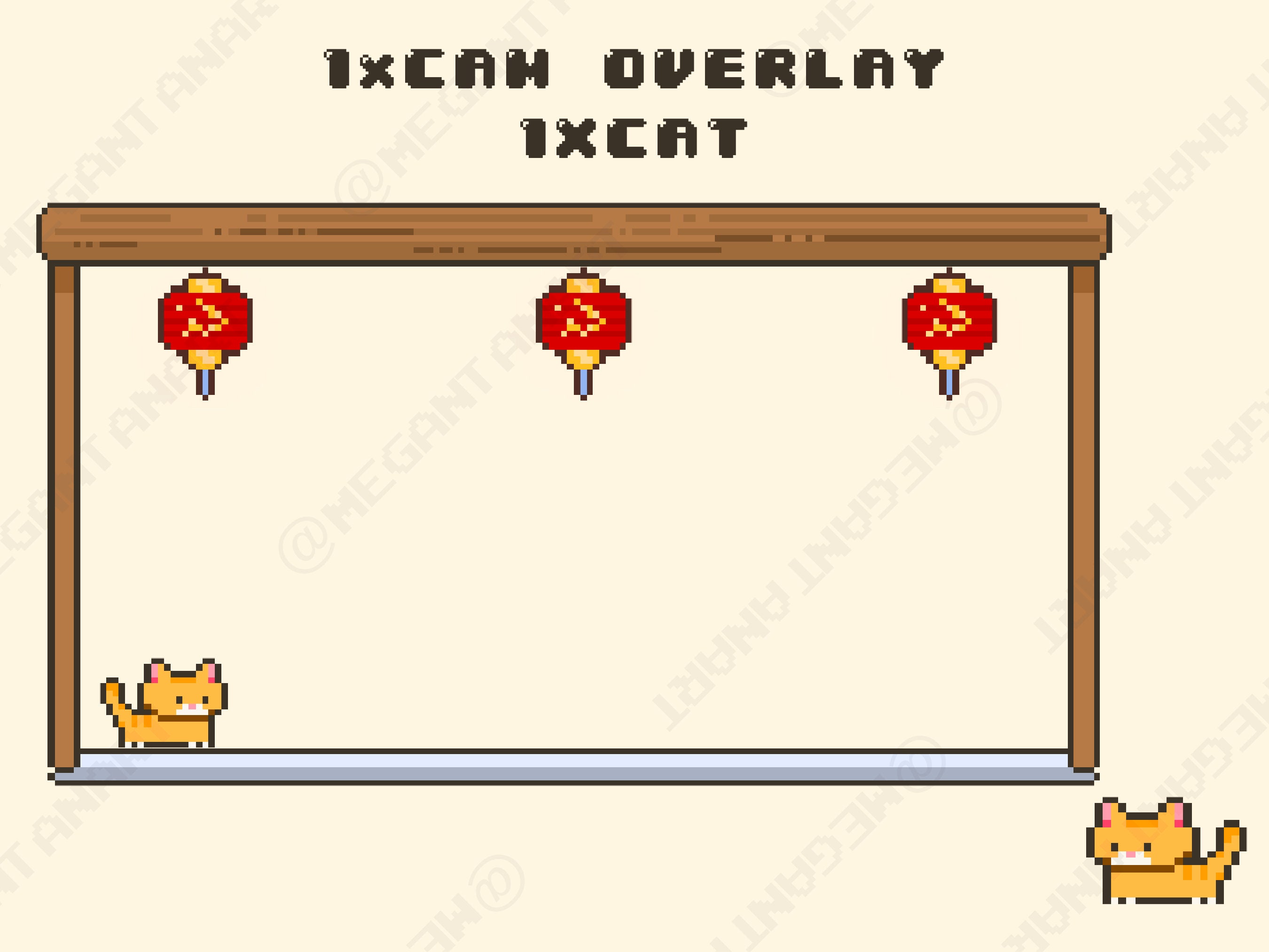 TWITCH OVERLAYS Cute Animated Pixel Art Village Cat Neko Stream ...
