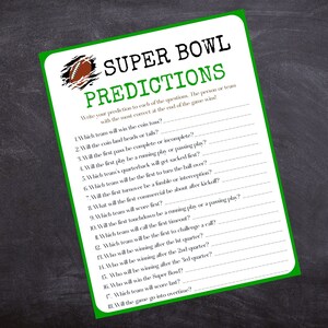 Football Predictions Game, Printable Big Game Predictions, Super Bowl ...