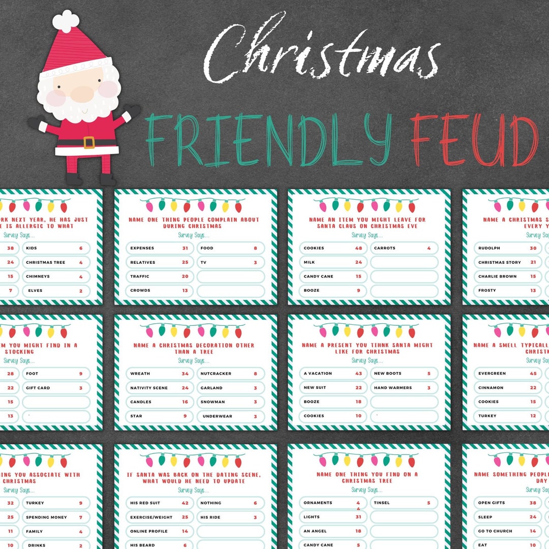 Christmas Friendly Feud Game, Printable Christmas Group Game, Fun ...