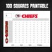 Printable Super Bowl Squares 100 Numbers, Squares Game, Superbowl LVIII ...