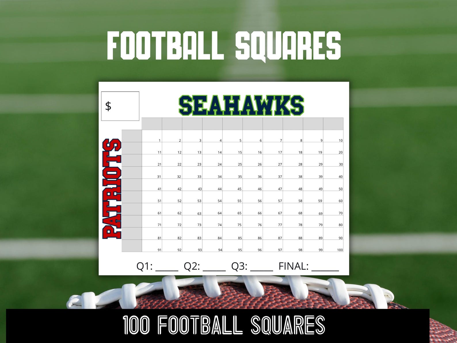 Printable Super Squares 100 Numbers, Squares Game, Instant Download ...