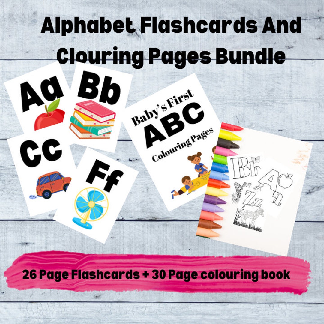Alphabet Flashcards and Colouring Pages, Preschool Educational Learning ...