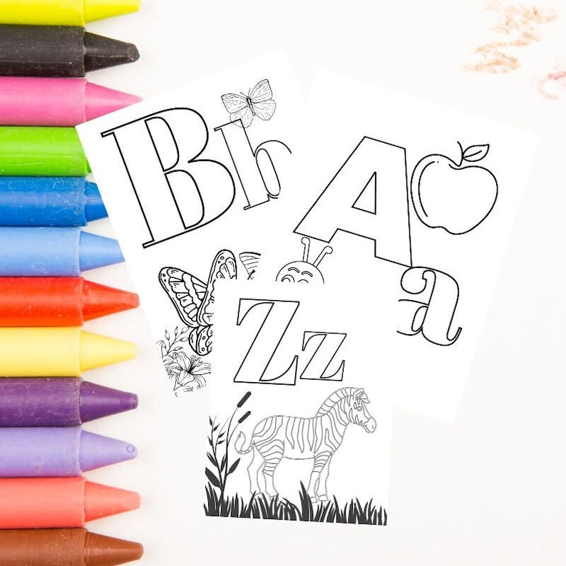 ABC Colouring Pages Baby Shower Alphabet Book Baby's First ABC ...