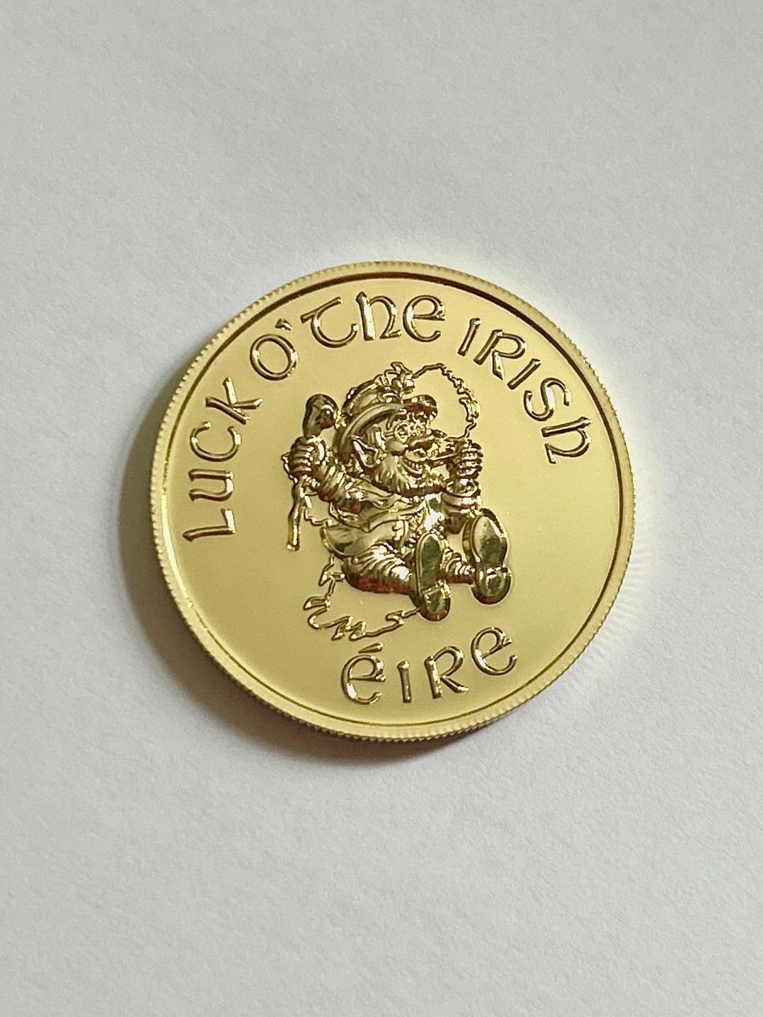 Lucky Irish Coin, Gold Plated, an Seamroige, Leprechaun, Luck O' the ...