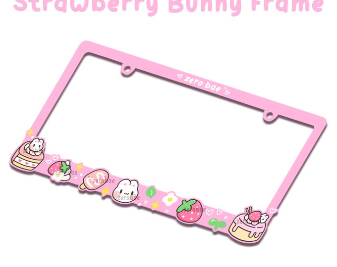 Strawberry Desserts Cafe Cake Bunny Cute License Plate Frame - Etsy