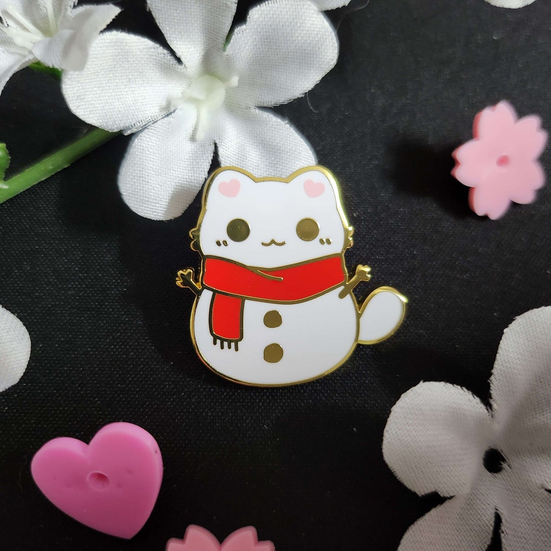 Snowcat Enamel Pin Festive Christmas Winter - Etsy