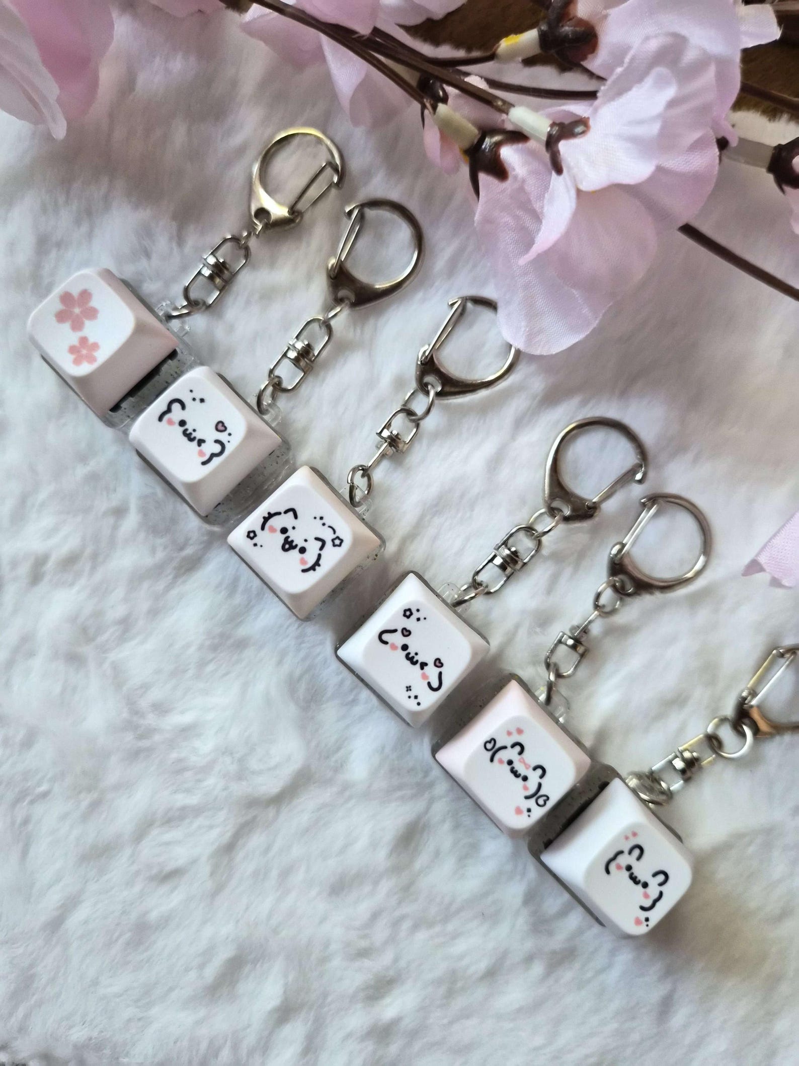 Cat Cute Kaomoji Emote Keycap Keychain | RGB Lights | Fidget Toy - Etsy