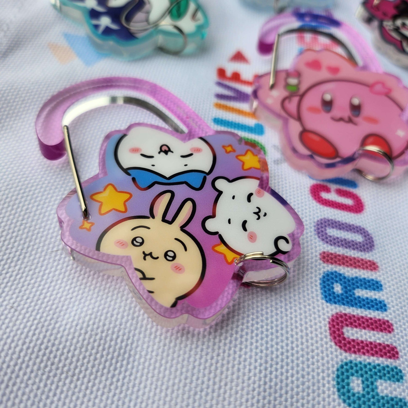 Cherry Blossom Cutie Goth Cinnamon Bunny Acrylic Carabiner Keyring ...