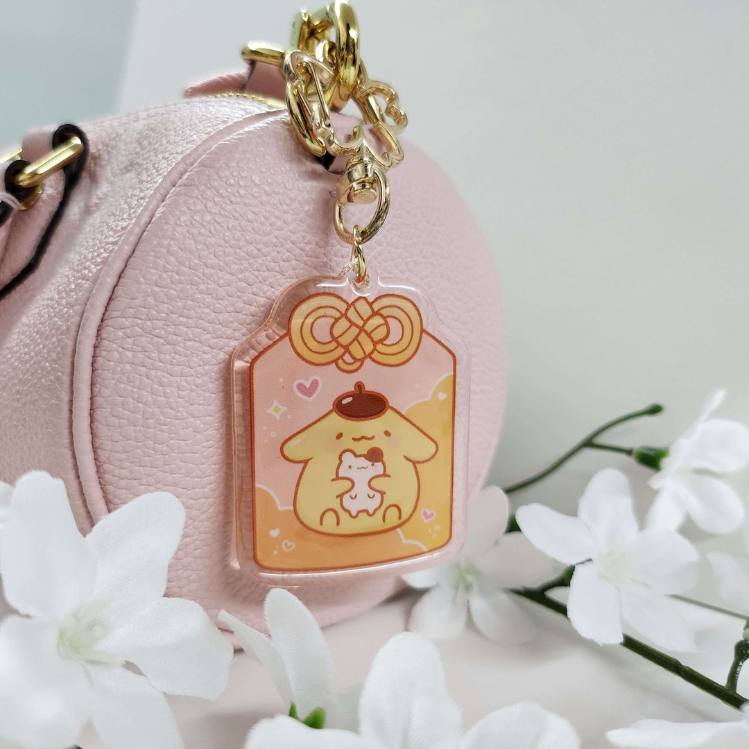 Cute Pudding Dog Purin Good Luck Charm Epoxy Glitter Acrylic Keychain ...