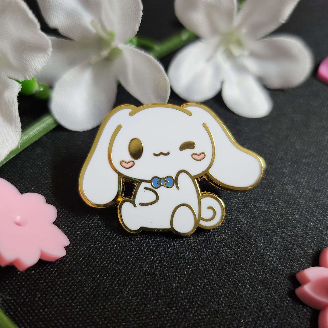 White Bunny Cinn Enamel Pin - Etsy