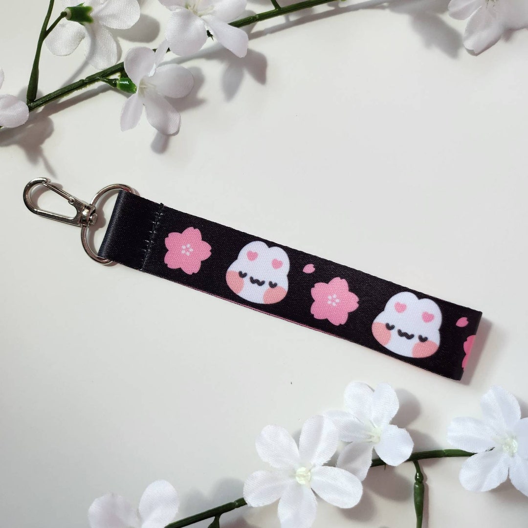 Kawaii UWU Bunny Sakura Cherry Blossom Keystrap Lanyard Wristlet - Etsy