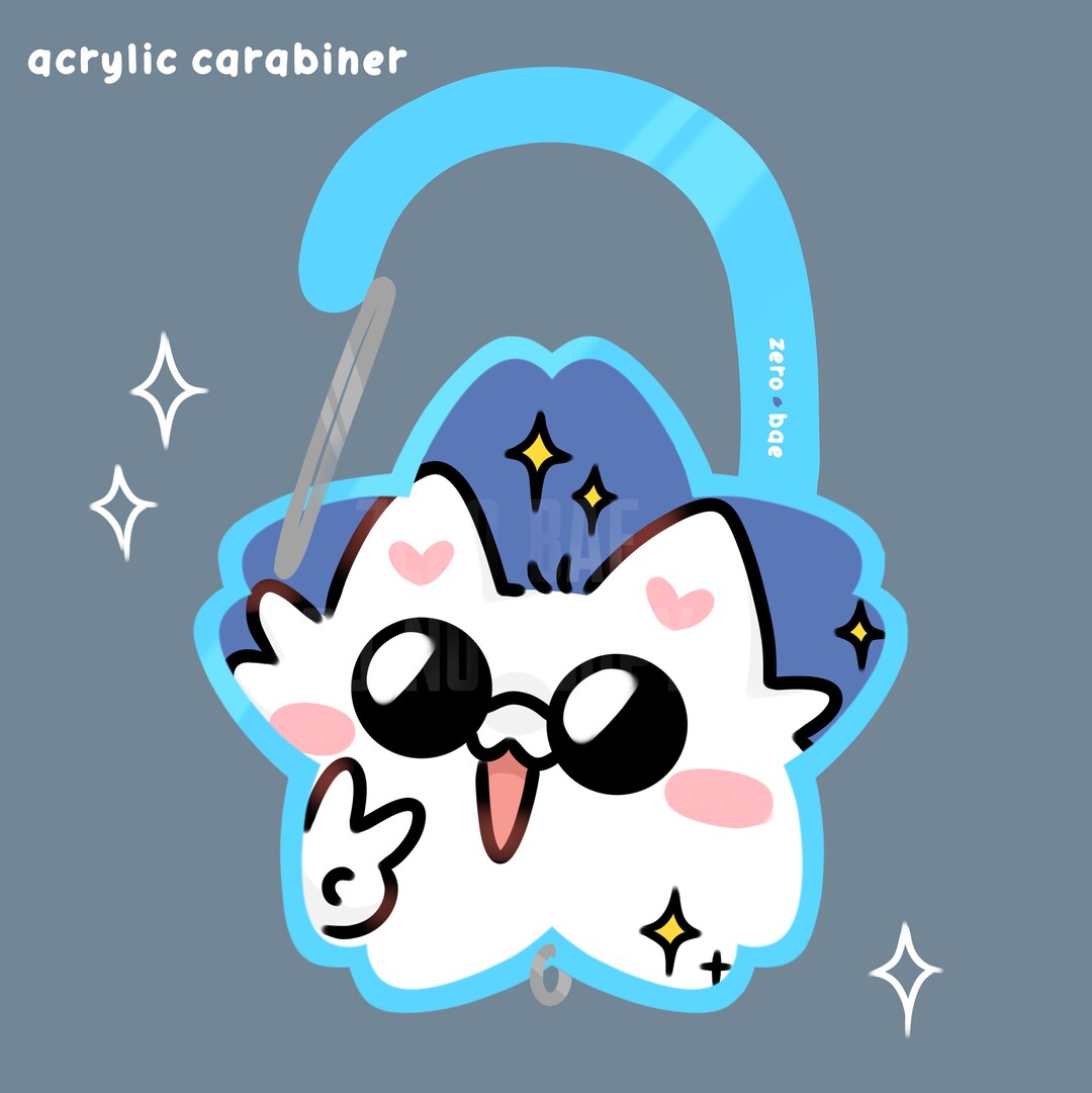 PREORDER Cherry Blossom Gojo Cat JJK Acrylic Carabiner Keyring Sakura ...