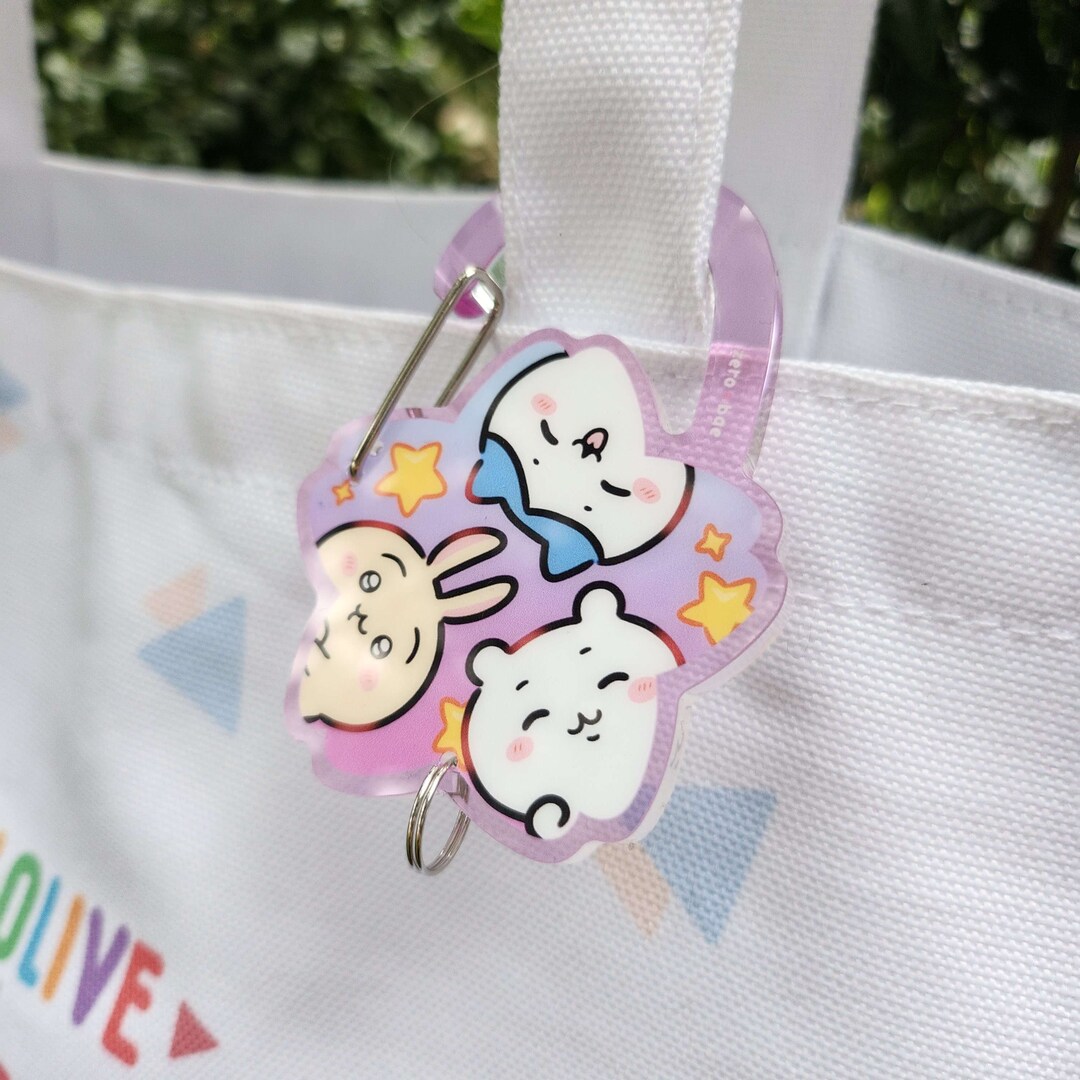 Cherry Blossom Dreamy Chi Kawa Bunny Cat Bear Acrylic Carabiner Keyring ...