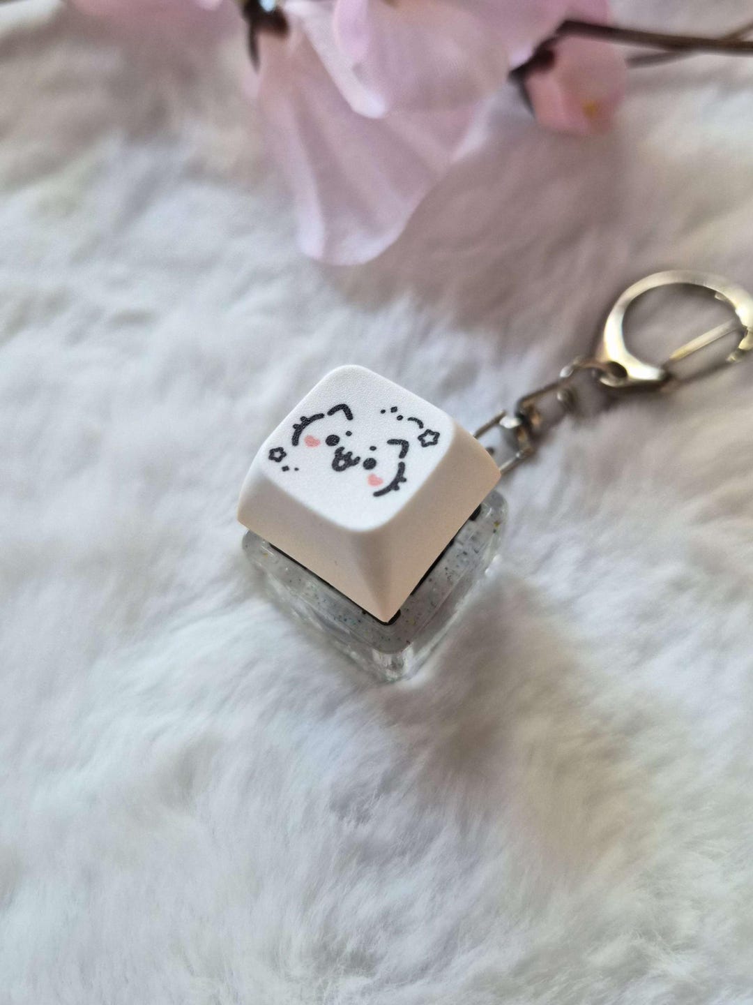 Cat Cute Kaomoji Emote Keycap Keychain | RGB Lights | Fidget Toy - Etsy
