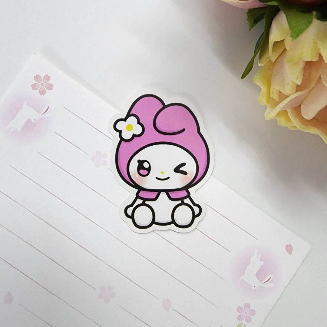 Cute Pink Bunny Vinyl Sticker - Etsy