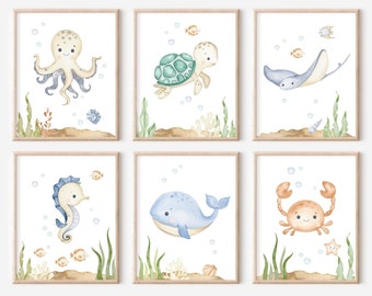 Prints Set of 10 Prints Inspirational Quotes Ocean Animals Affirmations ...