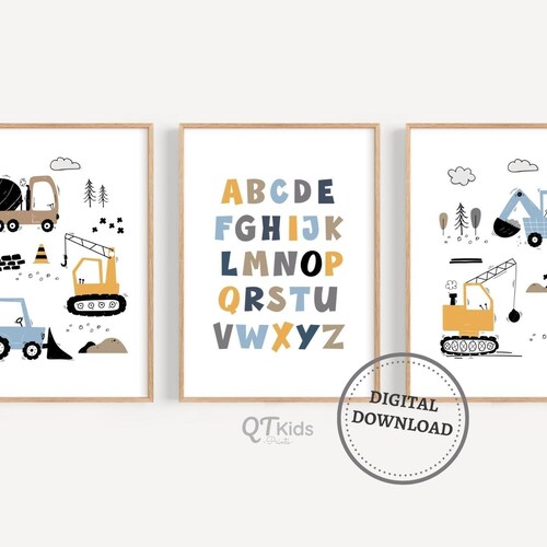 Construction ABC Posters Boy Nursery Alphabet Prints - Etsy