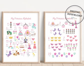Princess ABC Prints, Girl Nursery Print, Playroom Princess Decor ...