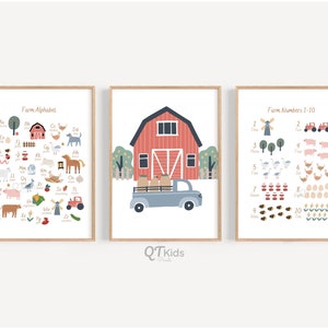 Farm Alphabet Numbers Prints, ABC Poster, Numbers 1-10, Pre-school ...