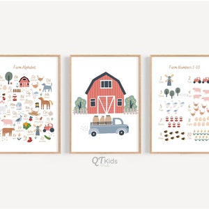 Farm Alphabet Numbers Prints ABC Poster Numbers 1-10 - Etsy