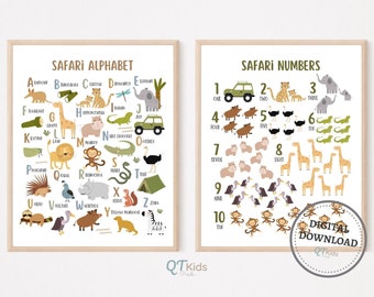 Farm Alphabet Numbers Prints, ABC Poster, Numbers 1-10, Pre-school ...