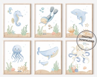 Under the Sea Nursery Prints Nautical Ocean Animal Posters - Etsy