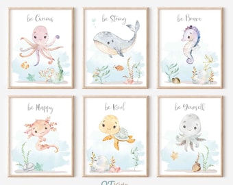 Sea Animals Print, Under the Ocean Print, Nautical Nursery Print ...