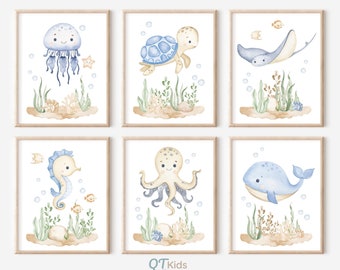 Under the Sea Nursery Prints Nautical Ocean Animal Posters - Etsy