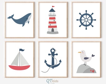Red Nautical Wall Art - Etsy