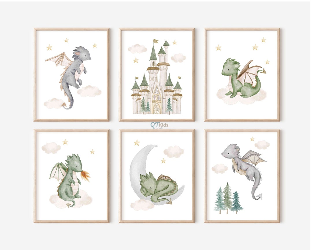 Dragons Nursery Prints, Boy Room Printable Wall Art, Playroom Wall ...