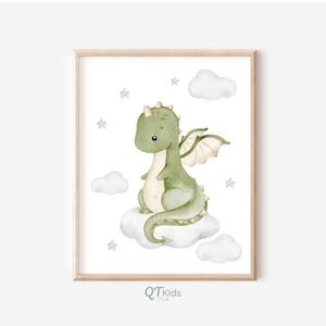 Personalized Dragon Nursery Prints, Custom Boy Name Wall Art, Dragon ...