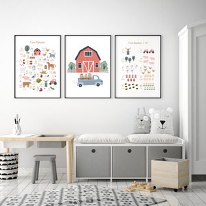 Farm Alphabet Numbers Prints ABC Poster Numbers 1-10 - Etsy