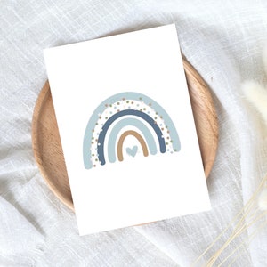 Boho Rainbow Print, Boy Nursery Printable Wall Art, Blue Rainbow Print ...