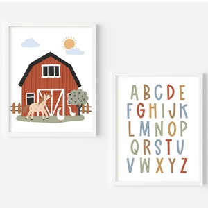 Farm Nursery Prints, Farm Animal Printable Wall Art, Kids Room Farm ...