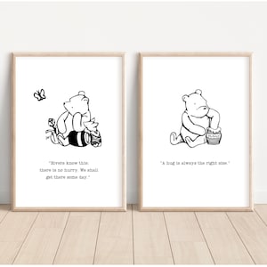 Winnie the Pooh Quotes Print Set, Classic Winnie the Pooh Printable ...