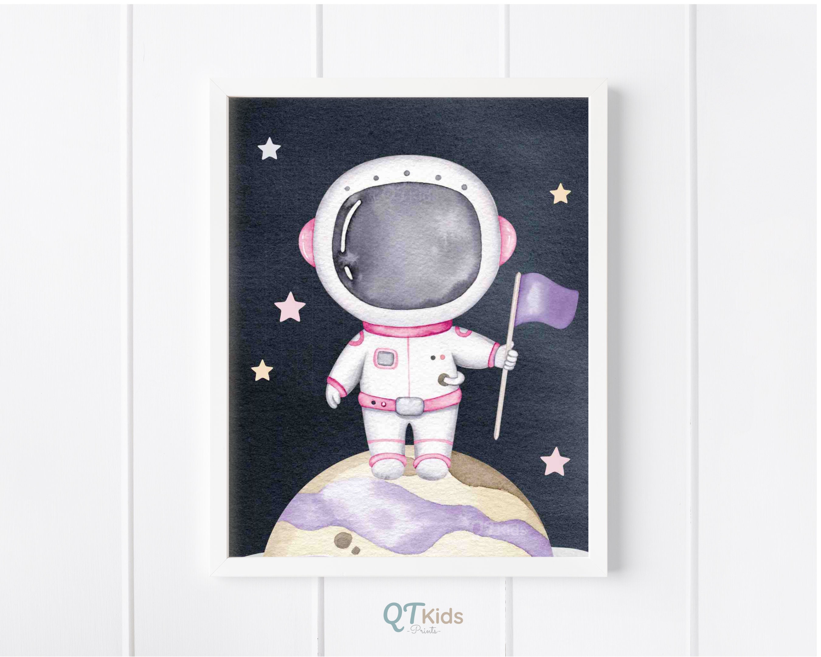 Personalized Space Prints, Custom Name Pink Astronaut Posters, Girl ...