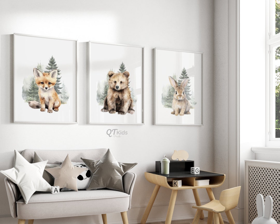 Woodland Animal Prints, Boy Nursery Printable Wall Art, Forest Animal ...