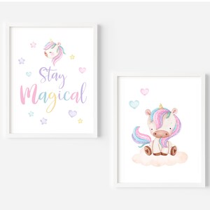 Unicorn Girl Room Printable Wall Art, Set of 6 Unicorn Prints, Believe ...