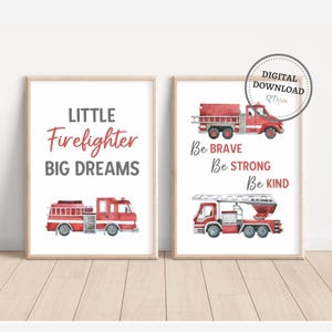 Fire Truck Nursery Prints, Firefighter Fire Engine Nursery Wall Art ...