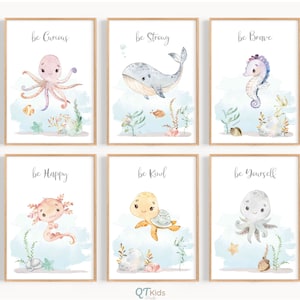 Sea Animal Nursery Prints, Ocean Animal Printable Wall Art, Ocean ...