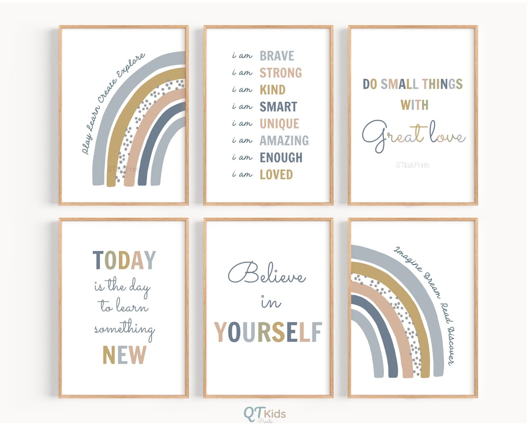 Kids Inspirational Quotes, Rainbow Print, Home School Classroom ...