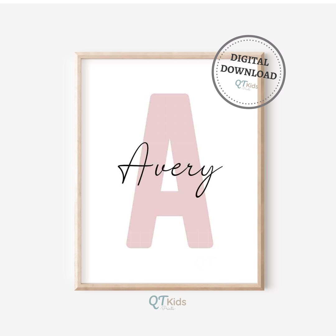 Personalized Girl Nursery Print, Custom Baby Name, Blush Pink Nursery ...