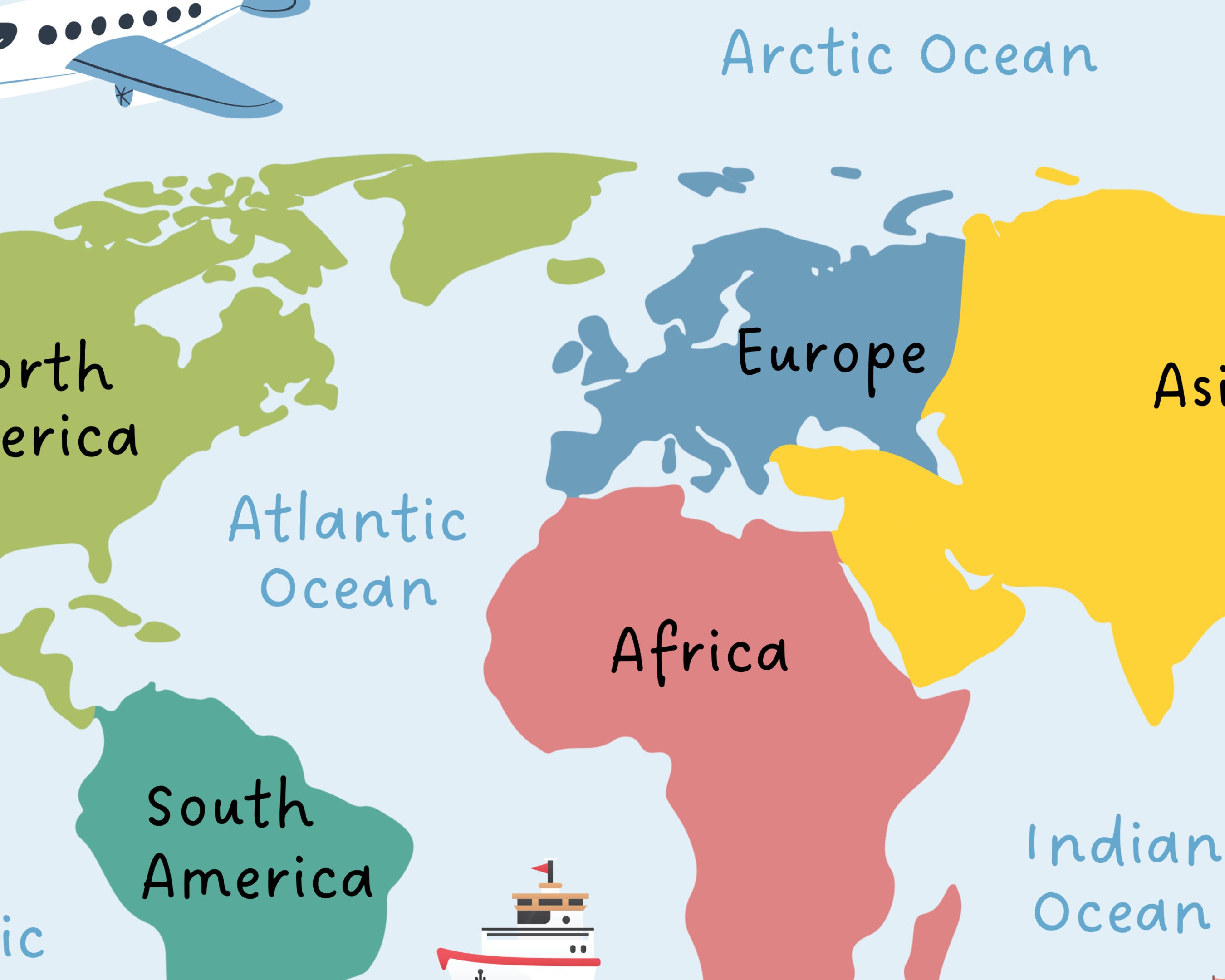 Continents And Oceans Of The World For Kids