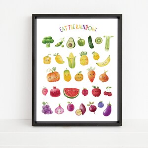 Fruits Vegetables Poster, Eat the Rainbow Print, Kids Playroom ...