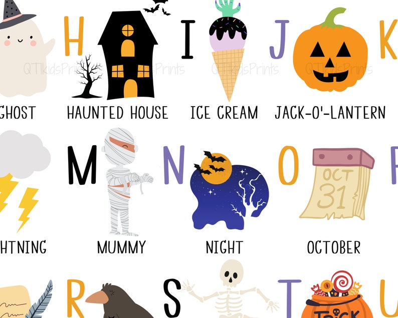 Halloween ABC Alphabet Print, Halloween Alphabet Poster, Montessori ...