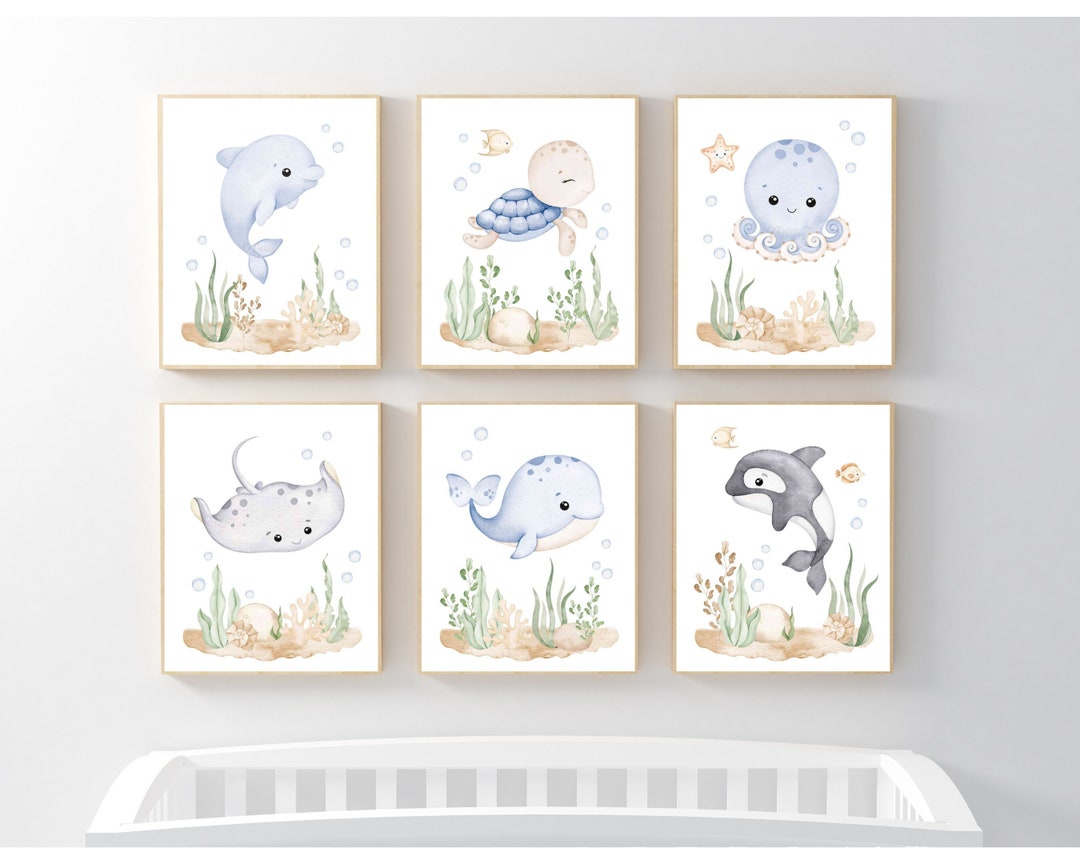 Sea Animal Wall Art, Under the Sea Nursery Prints, Boy Nursery Prints ...